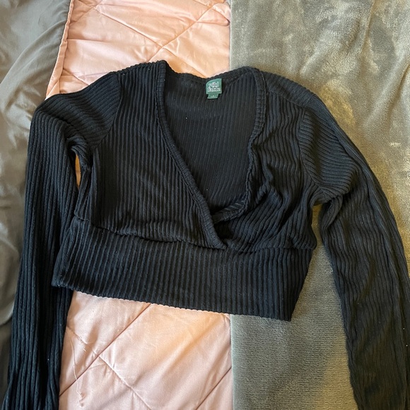 wild fable | Tops | Long Sleeve Black Crossover Top | Poshmark
